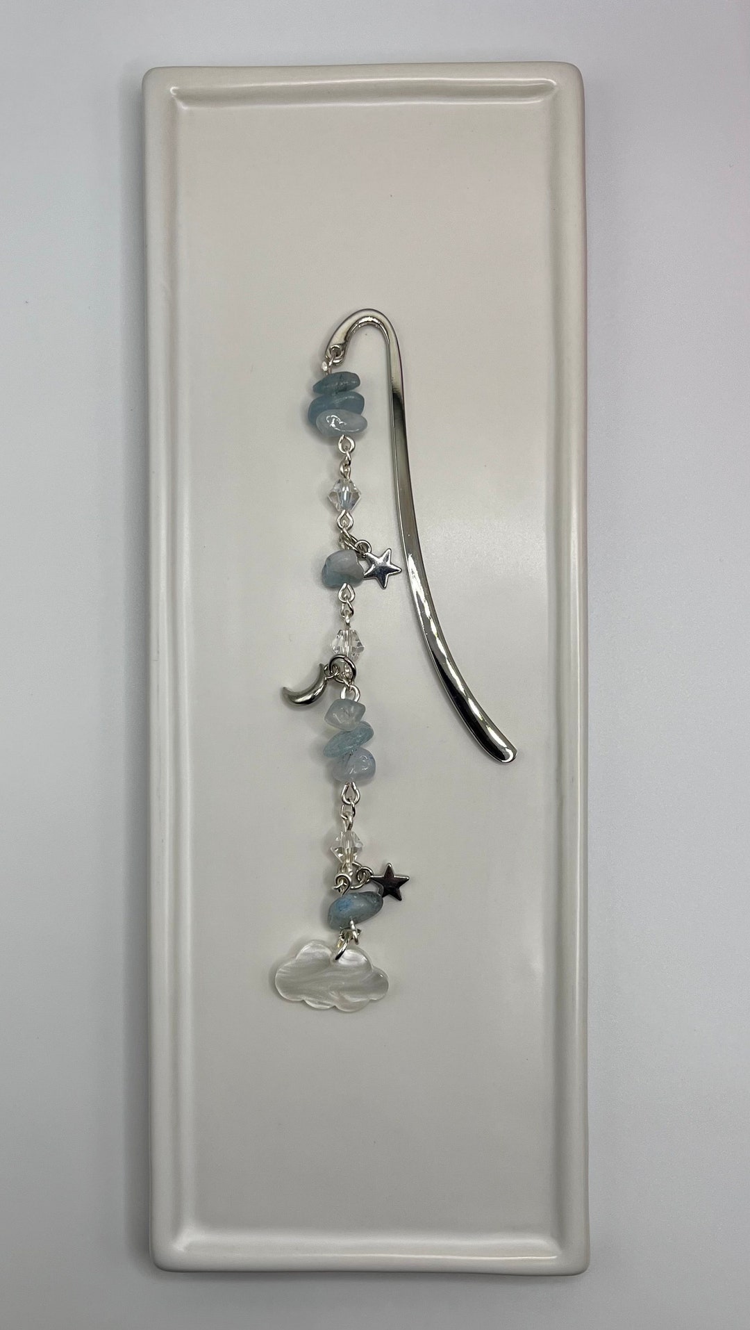 Bookmark Charm Crystal Beaded Bookmark With Charm Metal Hook Bookmark ...