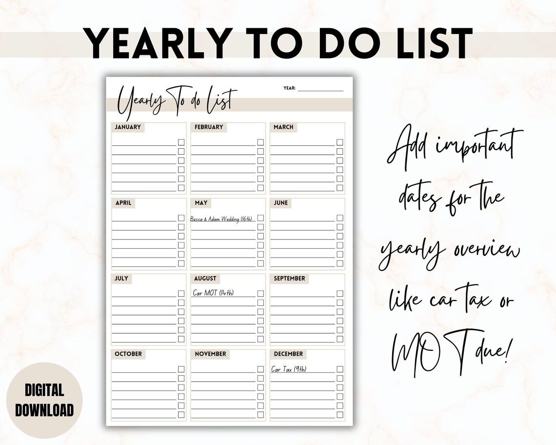 To Do Lists, Printable Daily Weekly Monthly Yearly Job Lists, Task ...