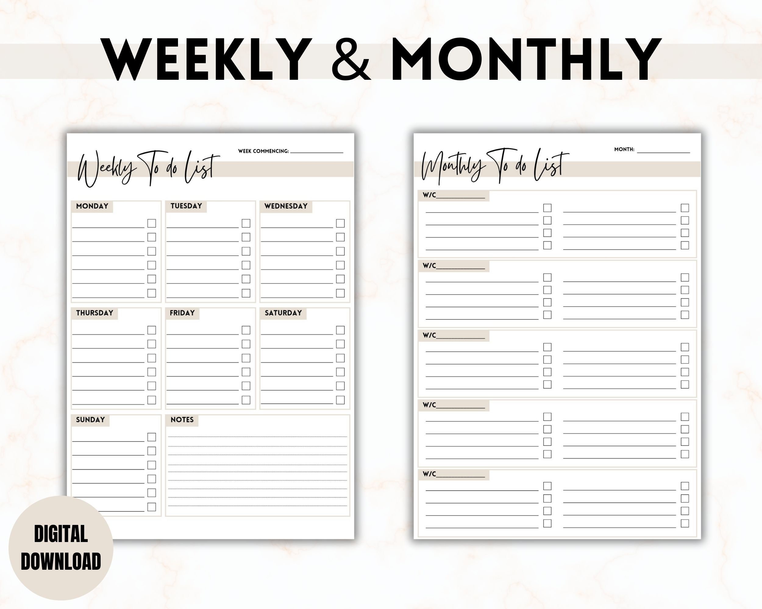 To Do Lists, Printable Daily Weekly Monthly Yearly Job Lists, Task ...
