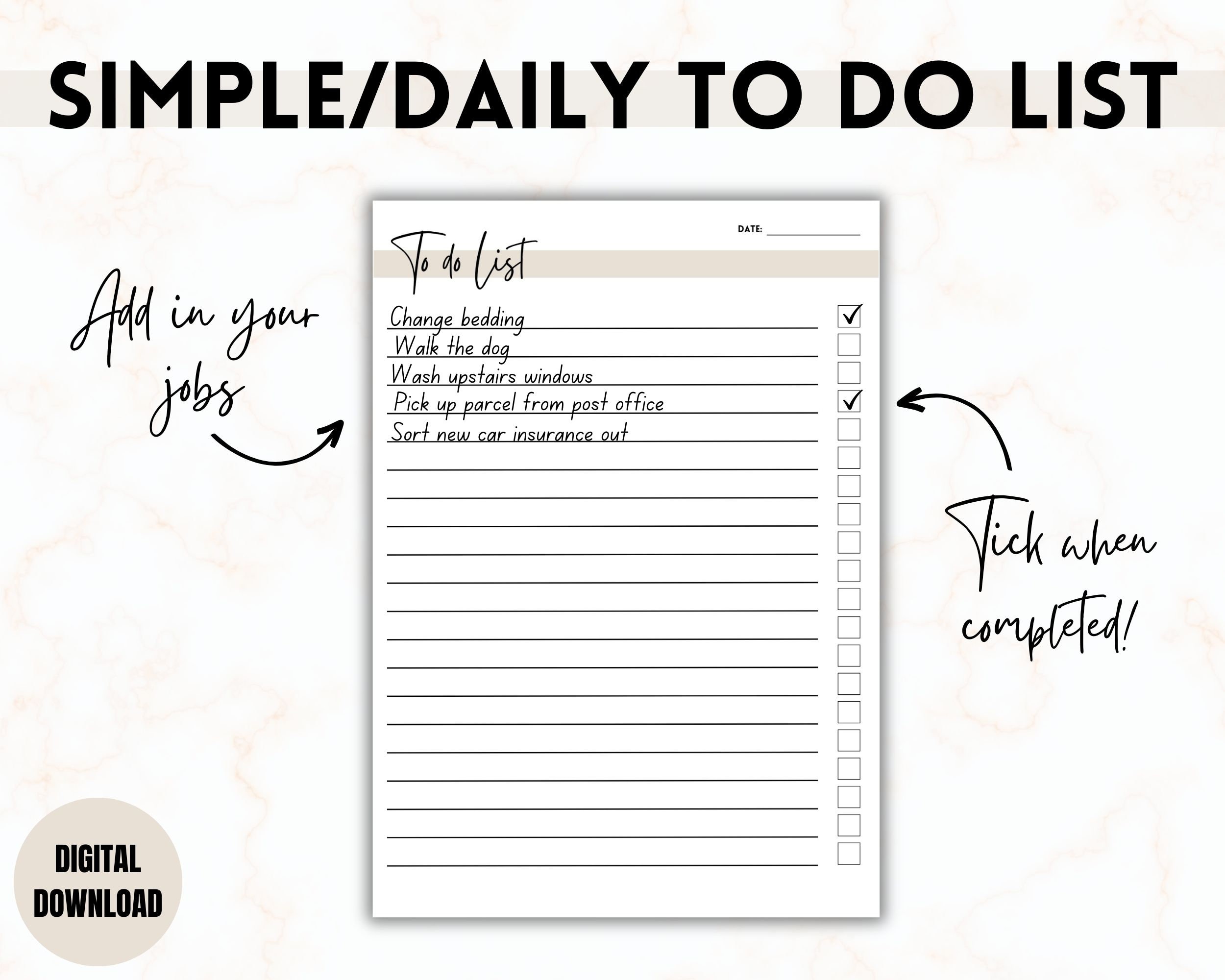 To Do Lists, Printable Daily Weekly Monthly Yearly Job Lists, Task ...