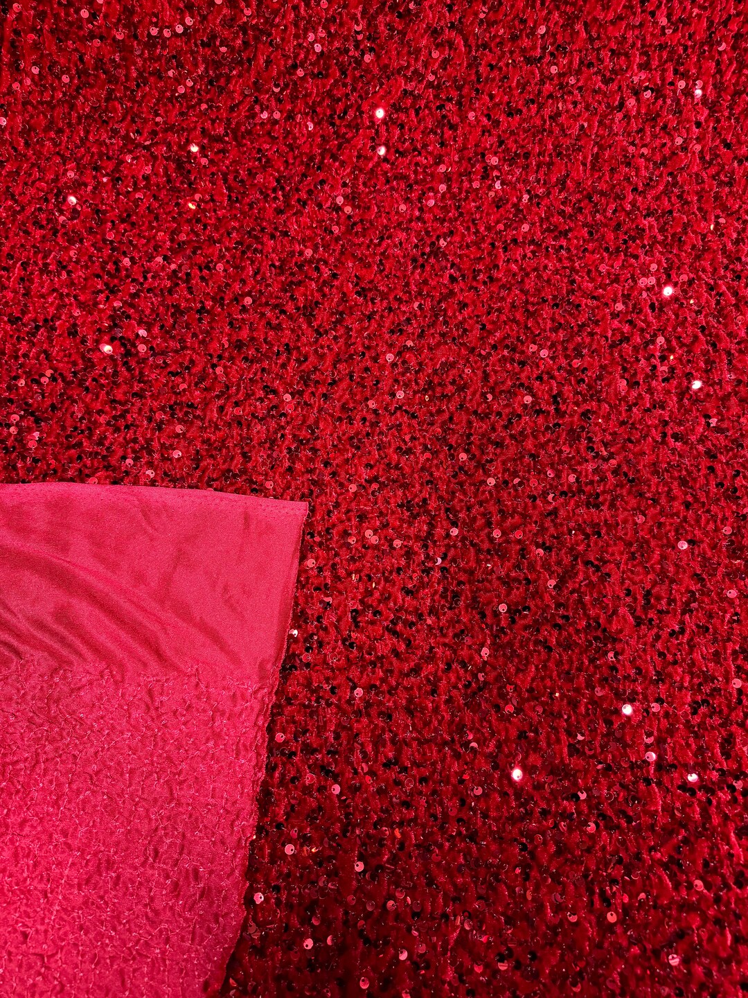 Red Sequin Velvet Fabric 58 per Meter - Etsy