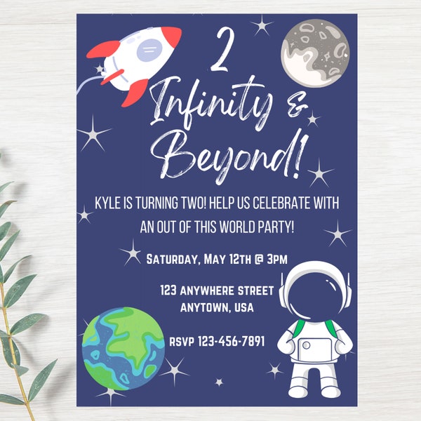 Two Infinity and Beyond Downloadable Invitation - Etsy