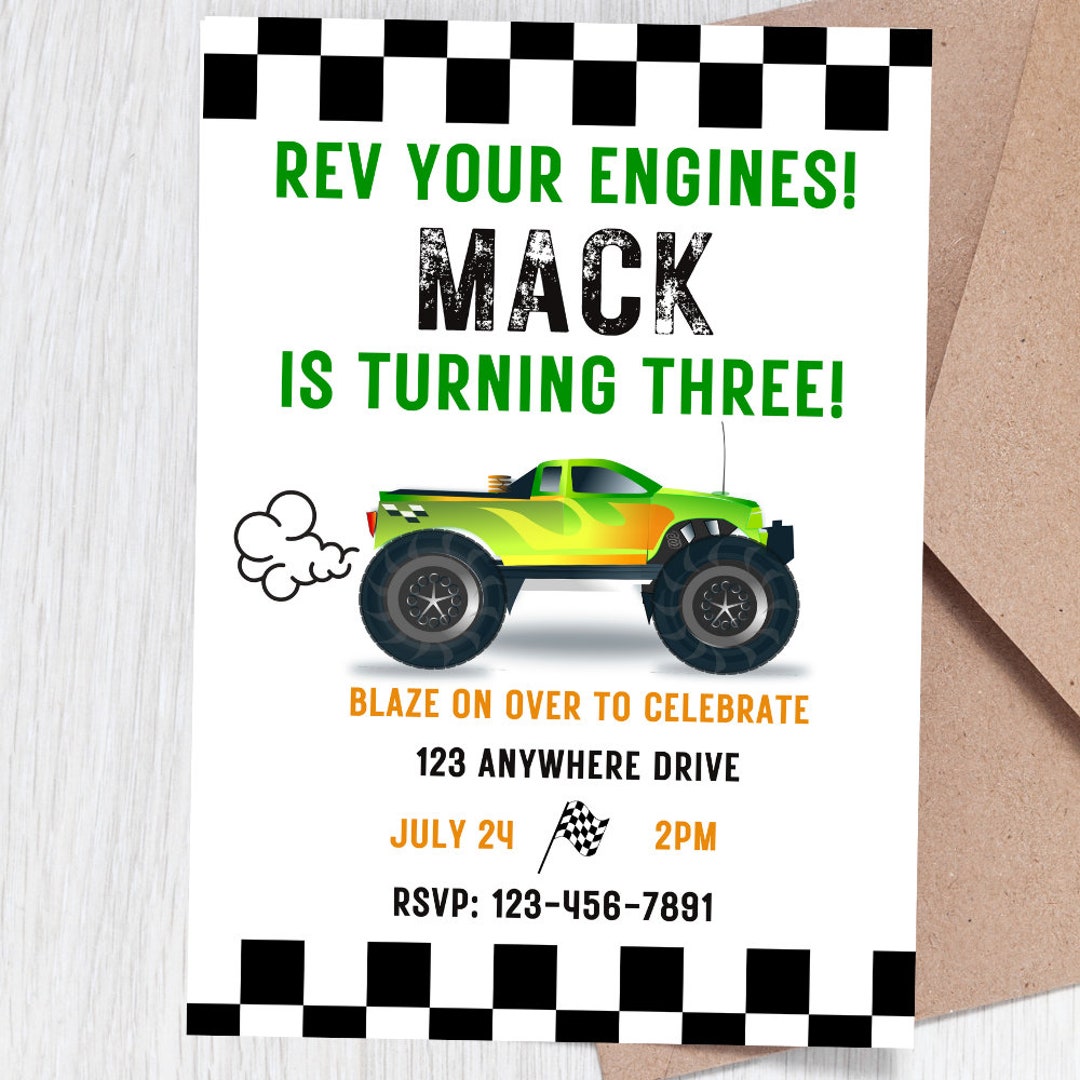 Rev Your Engines - Blaze on Over - Monster Truck Machine Birthday Party ...