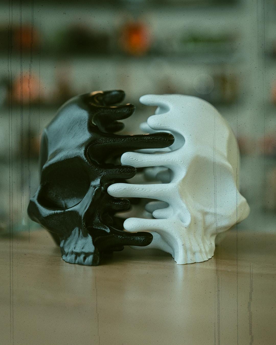 Torn Skull Black and White Design Skull Sculpture Macabre Decorative ...