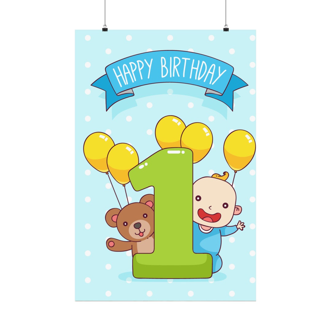 Cute First Birthday Vertical Posters Baby Birthday Posters First ...