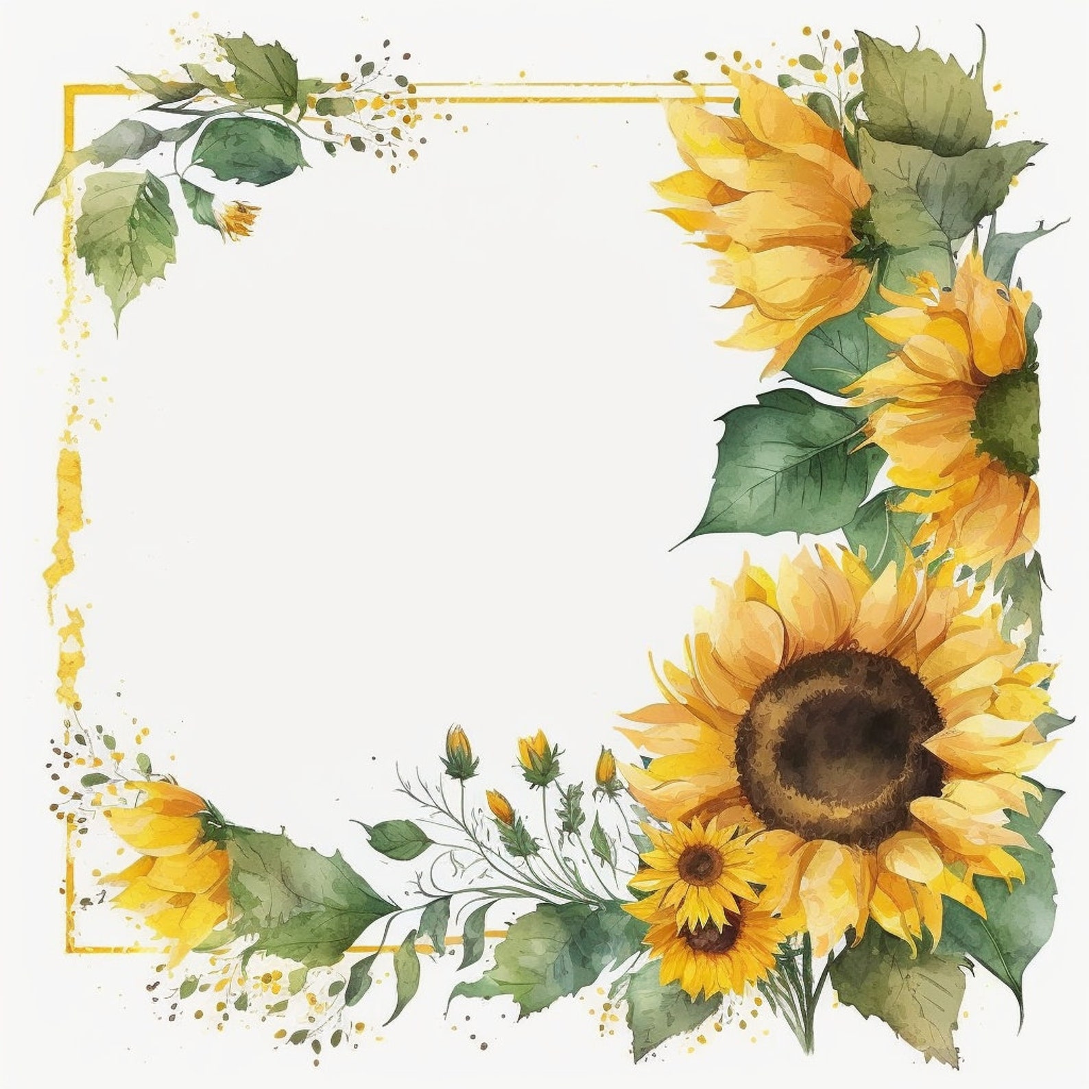 Sunflower Watercolor Floral Clipart Birthday Party Banners Wedding ...
