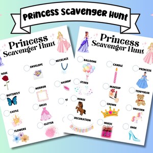 Princess Themed Scavenger Hunt, Princess Birthday Party Activity ...