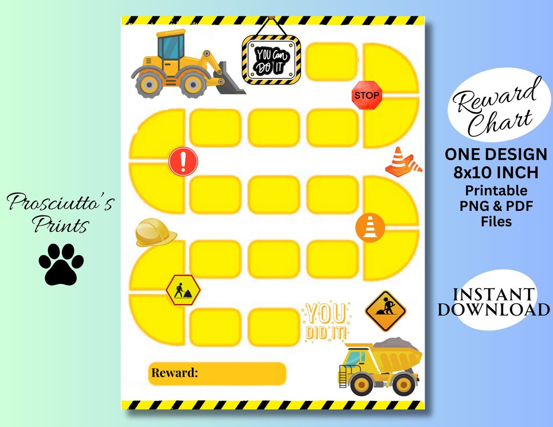 Construction Reward Chart, Printable Construction Kids Behavior Chart ...
