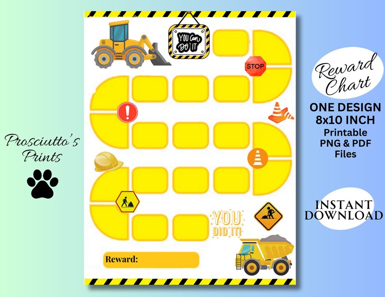 Construction Reward Chart, Printable Construction Kids Behavior Chart ...