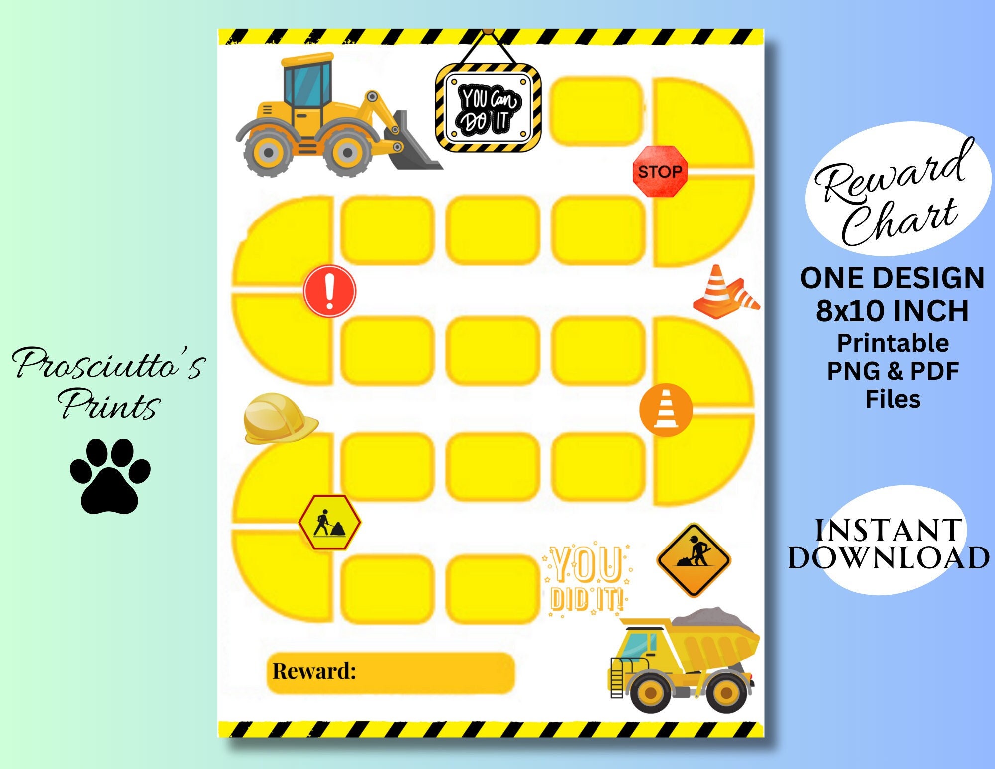 Construction Reward Chart, Printable Construction Kids Behavior Chart ...
