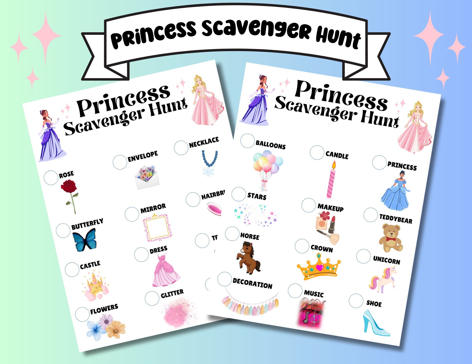 Princess Themed Scavenger Hunt, Princess Birthday Party Activity ...
