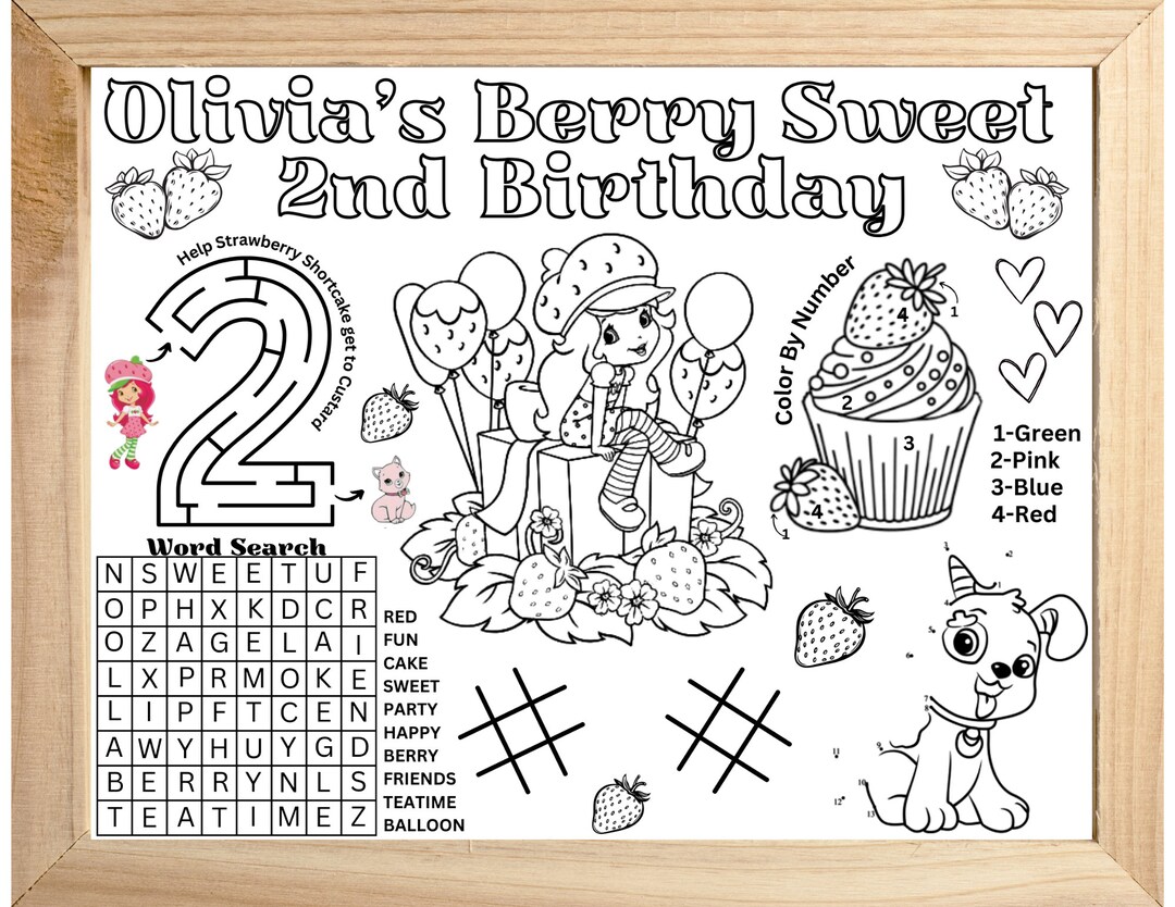 Personalized Strawberry Shortcake Birthday Placemat, Strawberry ...