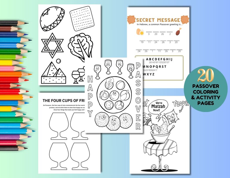 Passover Coloring MEGA BUNDLE, Fun Passover Activities, Seder Dinner ...