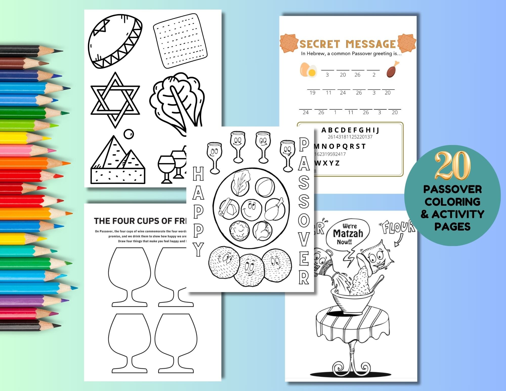 Passover Coloring MEGA BUNDLE, Fun Passover Activities, Seder Dinner ...