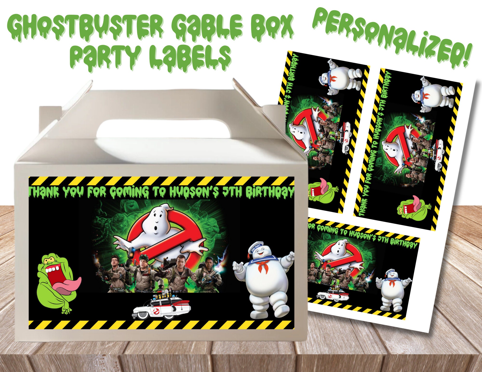 Personalized Ghostbuster Gable Box Labels, Ghostbuster Gift Bag Labels ...