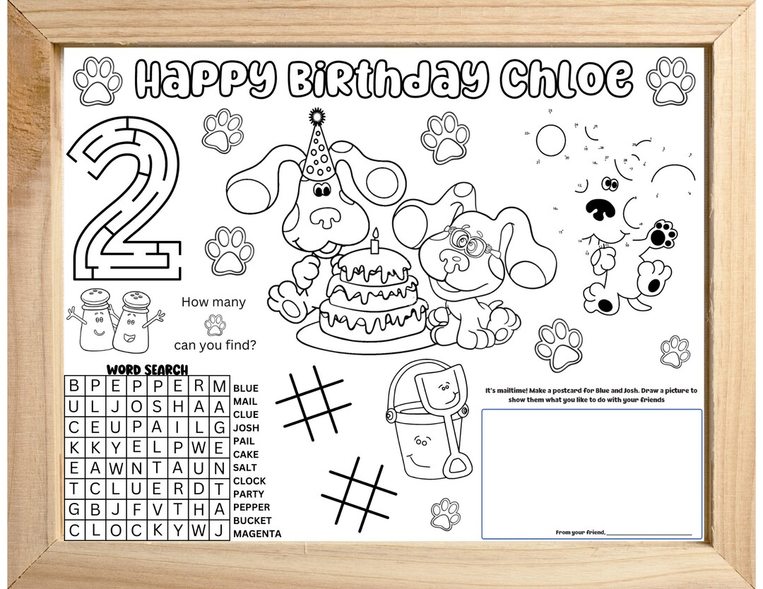 Personalized Blues Clue Activity Page, Blues Clue Birthday, Blue's Clues Coloring Page, Blues ...