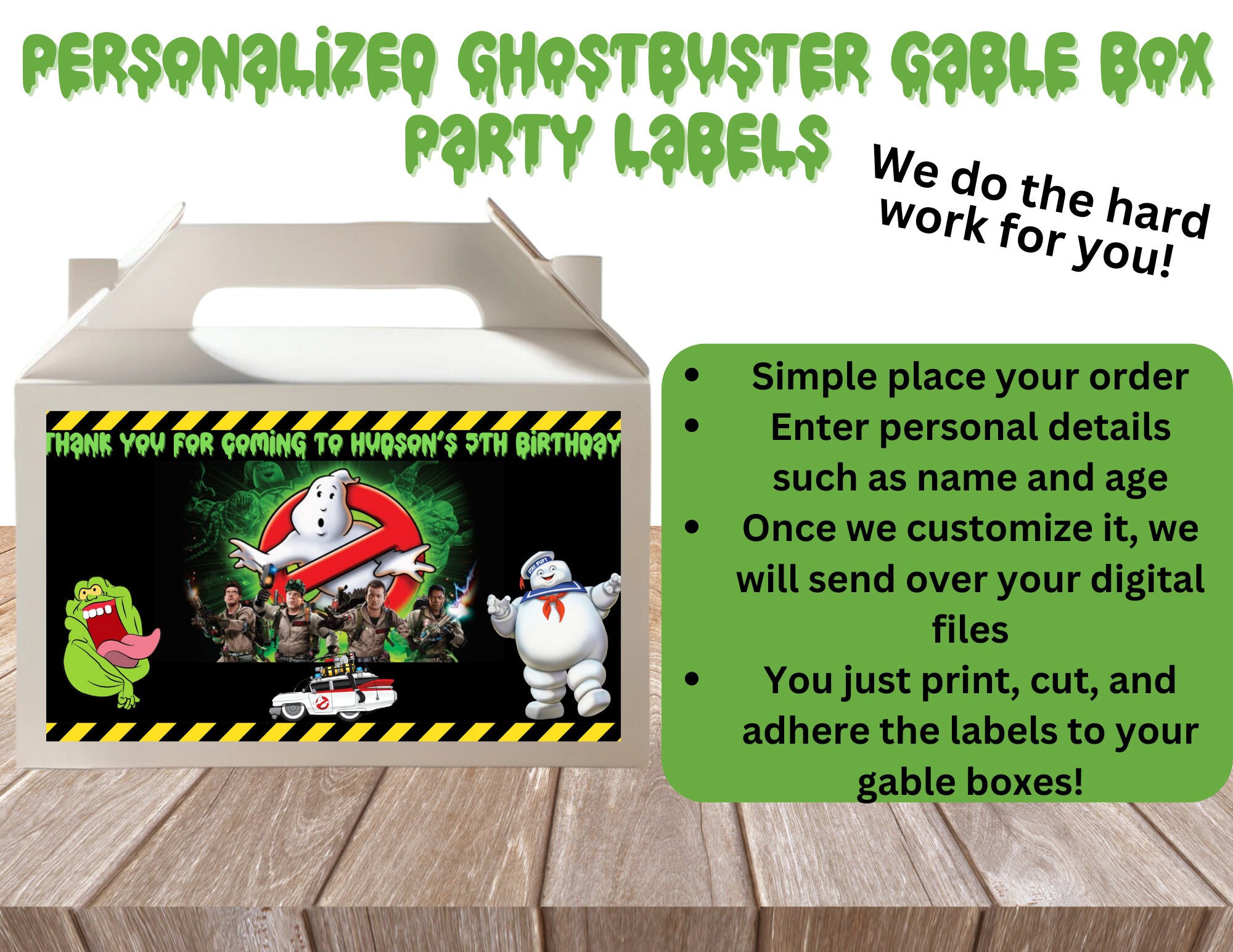 Personalized Ghostbuster Gable Box Labels, Ghostbuster Gift Bag Labels ...