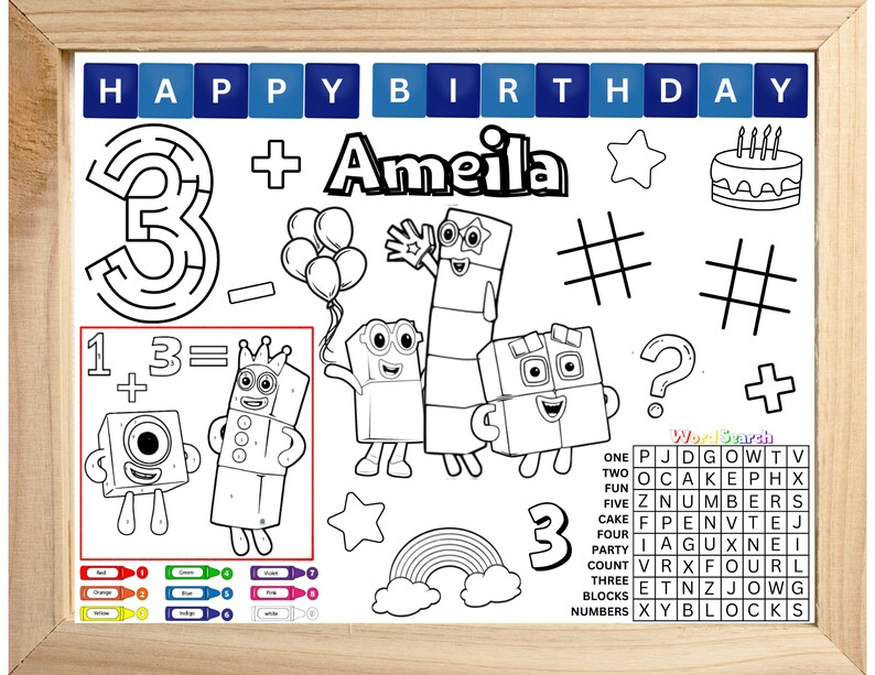 Numberblocks Coloring Sheet, Numberblocks Birthday Placemat ...