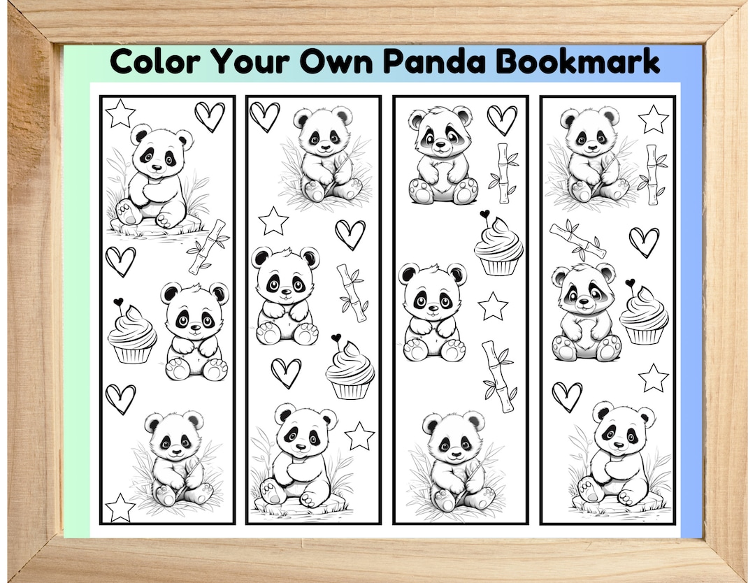 Printable Panda Coloring Bookmarks, Color Your Own Bookmarks, Bookmark ...