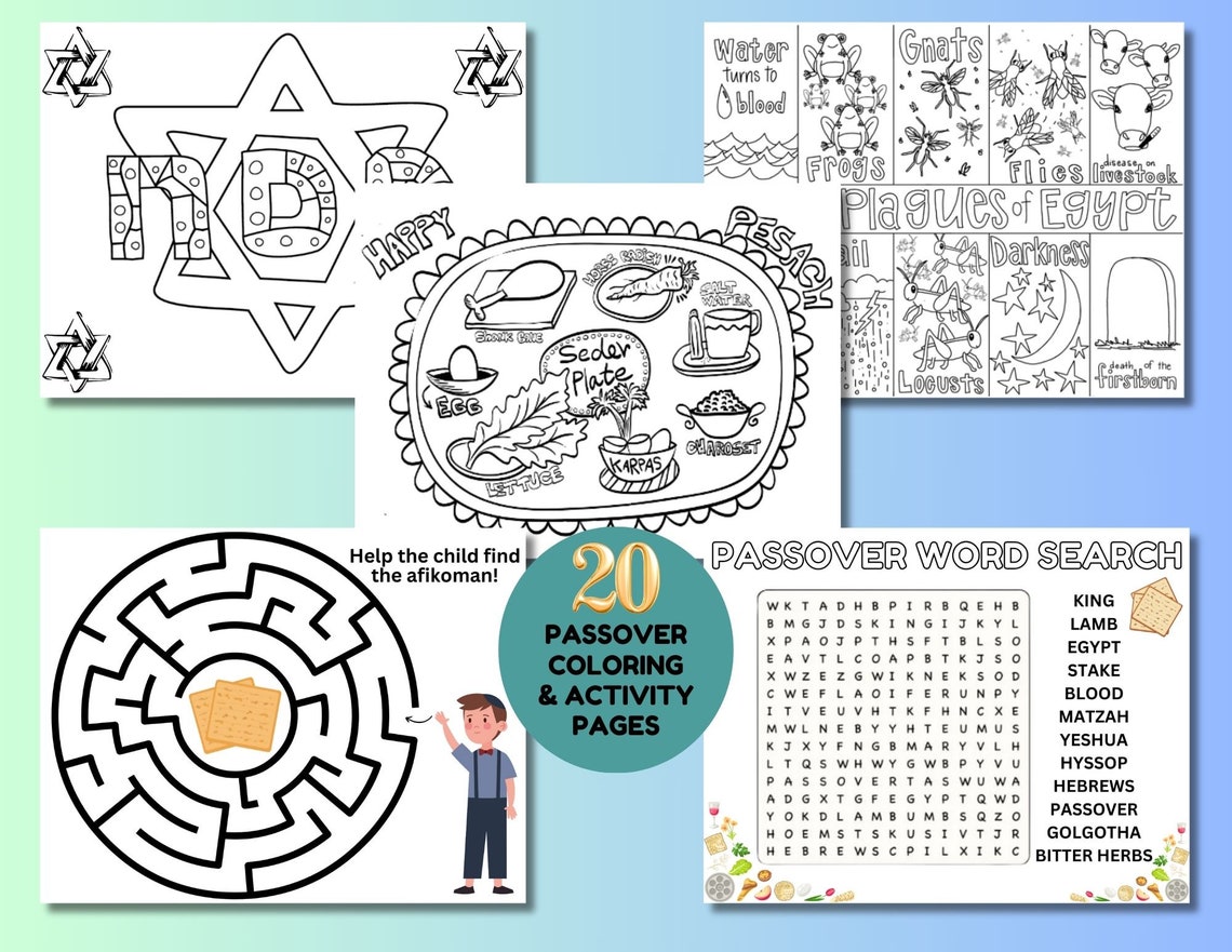 Passover Coloring MEGA BUNDLE, Fun Passover Activities, Seder Dinner ...