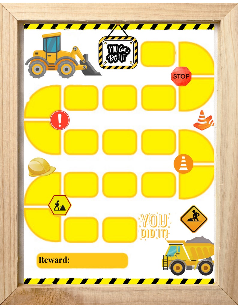 Construction Reward Chart, Printable Construction Kids Behavior Chart ...