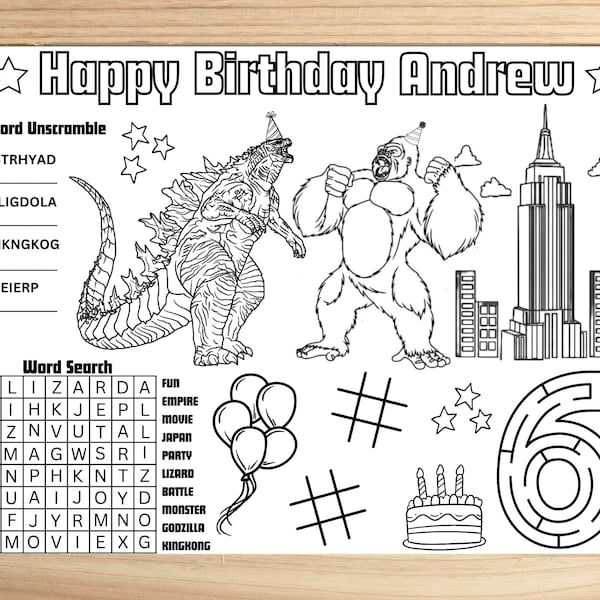 Godzilla Games Birthday Party - Etsy
