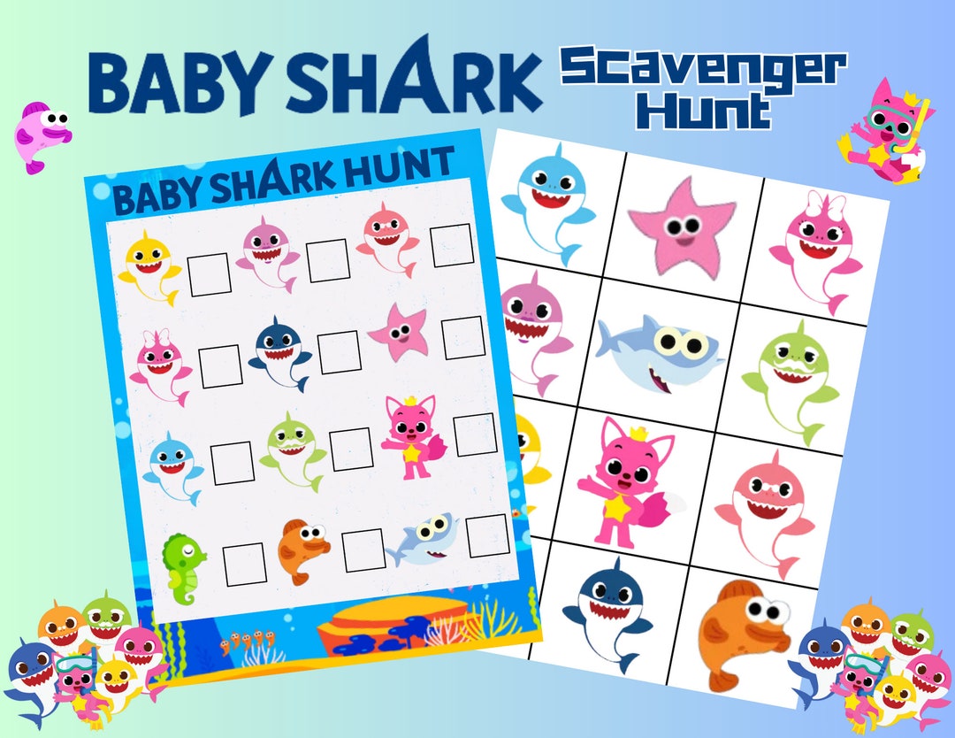 Baby Shark Scavenger Hunt Game, Baby Shark Birthday Game, Printable ...