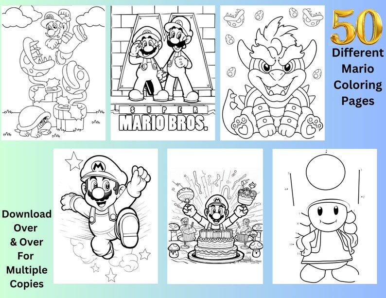 Mario Coloring Book Super Mario Ready to Print Mario Theme Printable ...