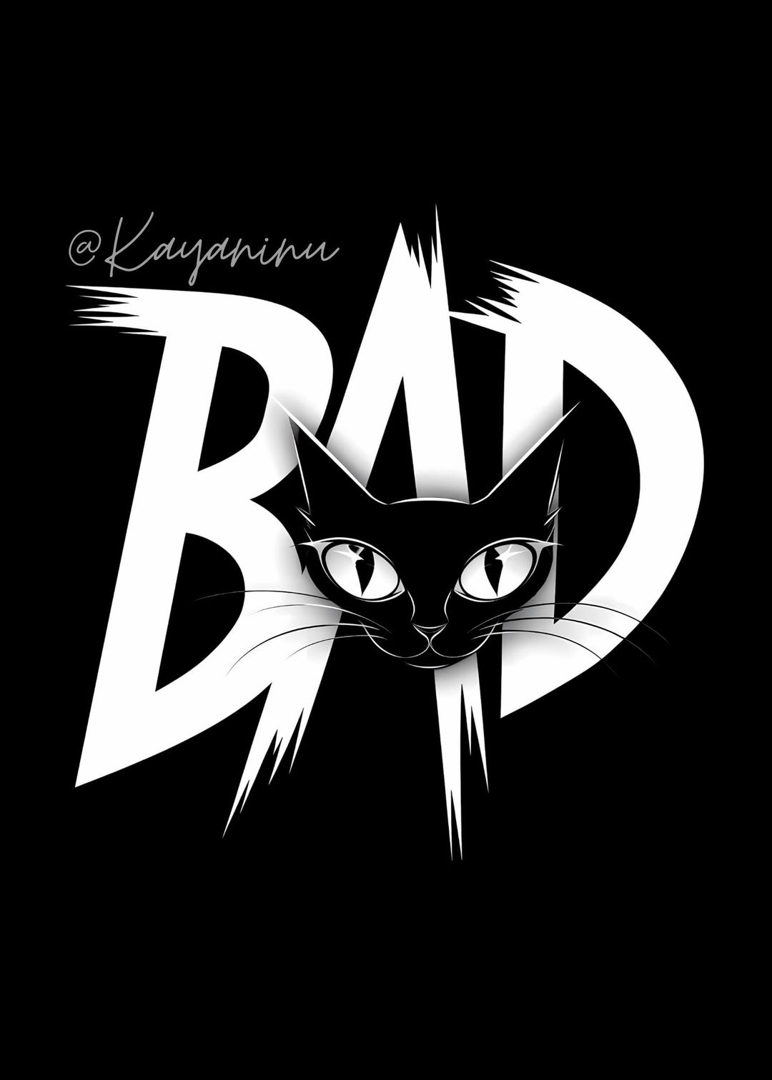 Bad Cat SVG – Funny Gothic Cat Face Design, Retro Distressed Font, Cool ...