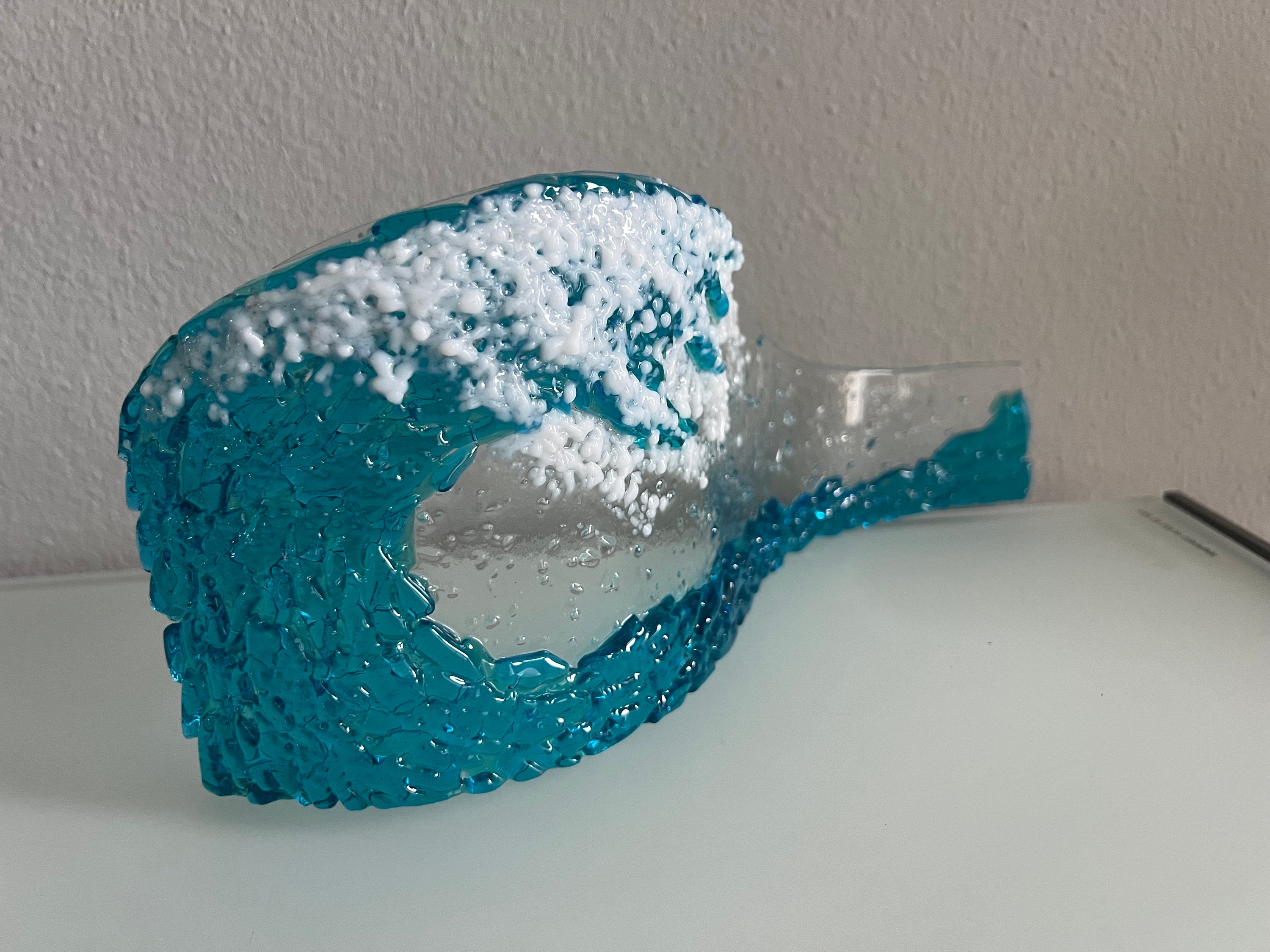 Blue Fused Glass Ocean Wave Stands Alone Fused Glass Wave - Etsy
