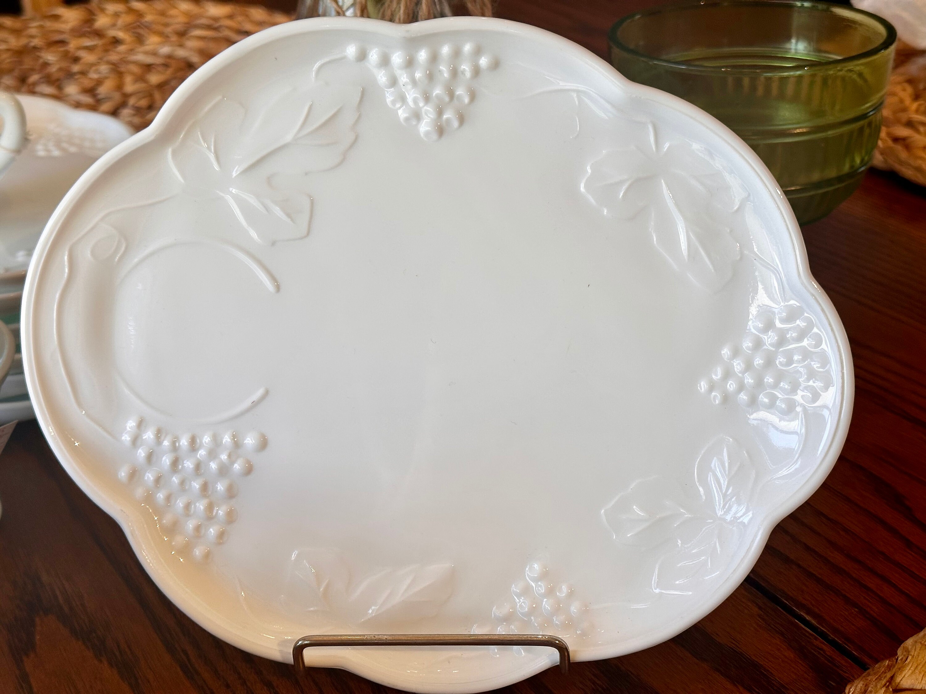 Indiana Glass Colony Harvest Grape Milk Glass Luncheon Plate and Cup 1 ...