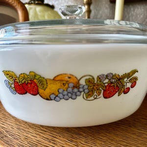Vintage Fire-king Casserole Dish: Nature's Bounty Milk Glass, 1970s ...
