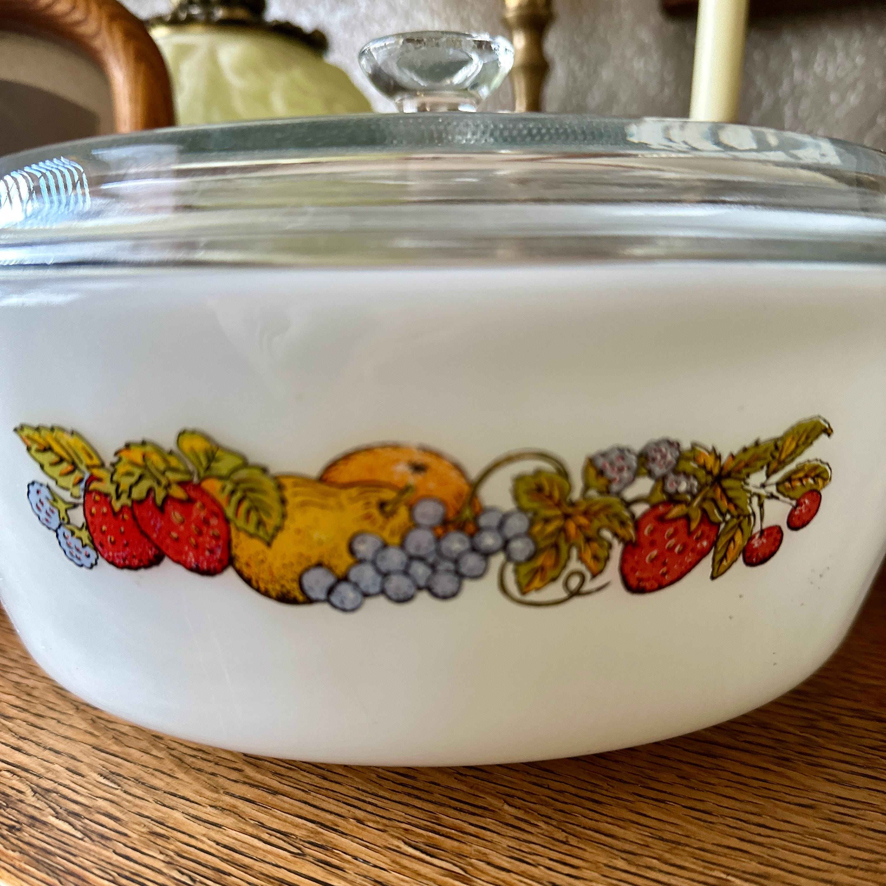 Vintage Fire-king Casserole Dish: Nature's Bounty Milk Glass, 1970s ...