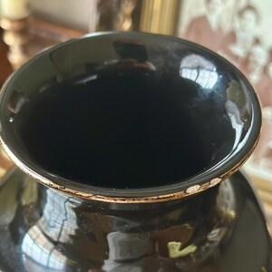 Vintage Japanese Black Ceramic Vase With Gold Peacock & Floral Design ...