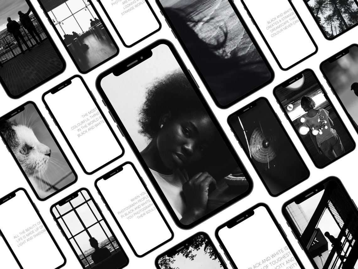 100 Black + White Instagram Post + Story Template Bundle | Quote ...