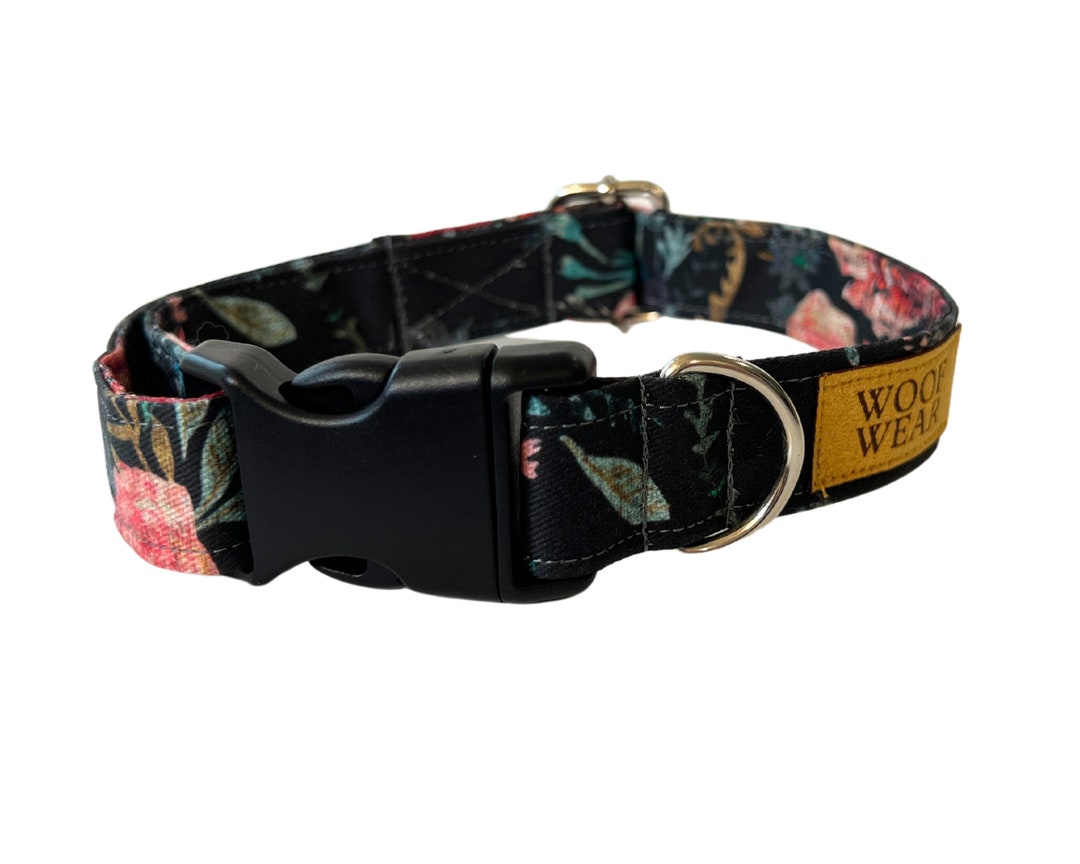 Fable Floral Dark Pet Collar , Dog and Cat Collars in Sizes Small to X ...