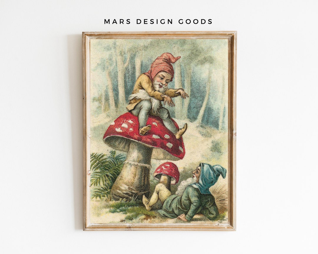 Printable Gnomes Wall Art Gnome Wall Decor Vintage Art - Etsy
