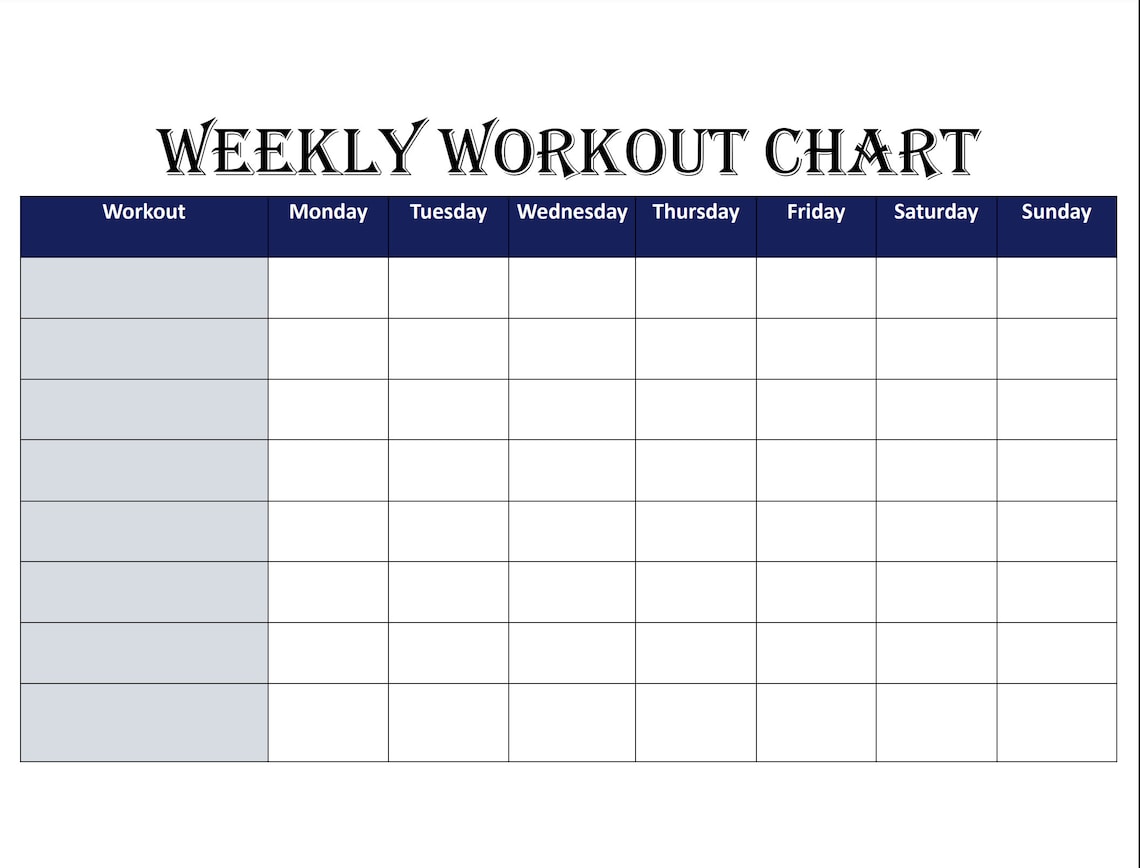 Simple Weekly Workout Chart - Etsy