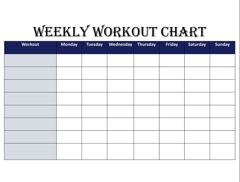 Simple Weekly Workout Chart - Etsy