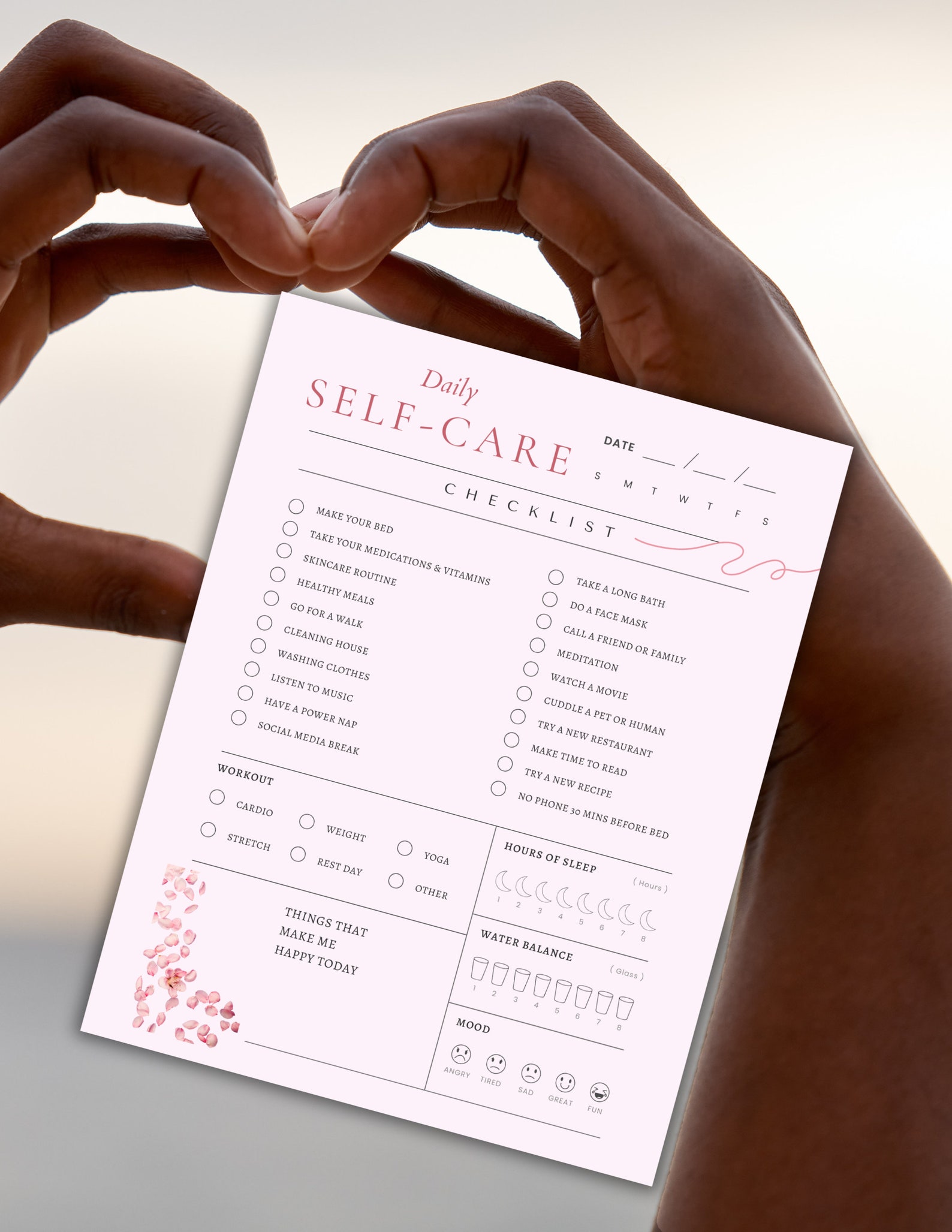 Self-care Planner |printable| Light Pink| Daily Practice| Mental Health ...