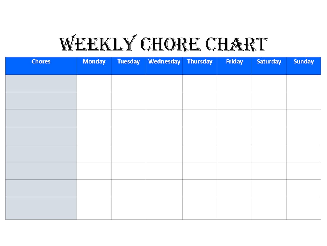 Printable Chore Chart - Etsy