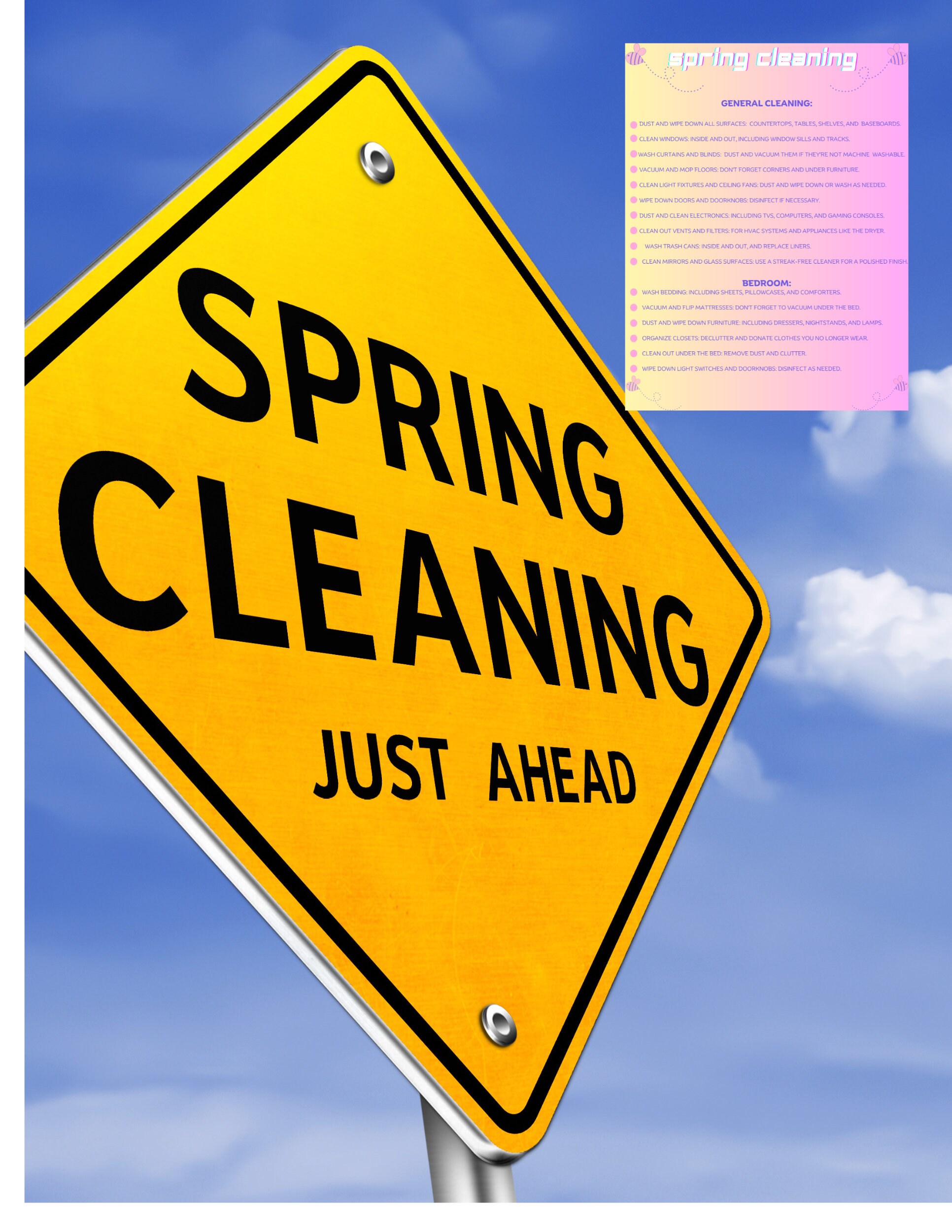SPRING CLEANING CHECKLIST Printable 3 Page List General Cleaning ...