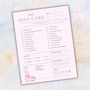 Self-care Planner |printable| Light Pink| Daily Practice| Mental Health ...