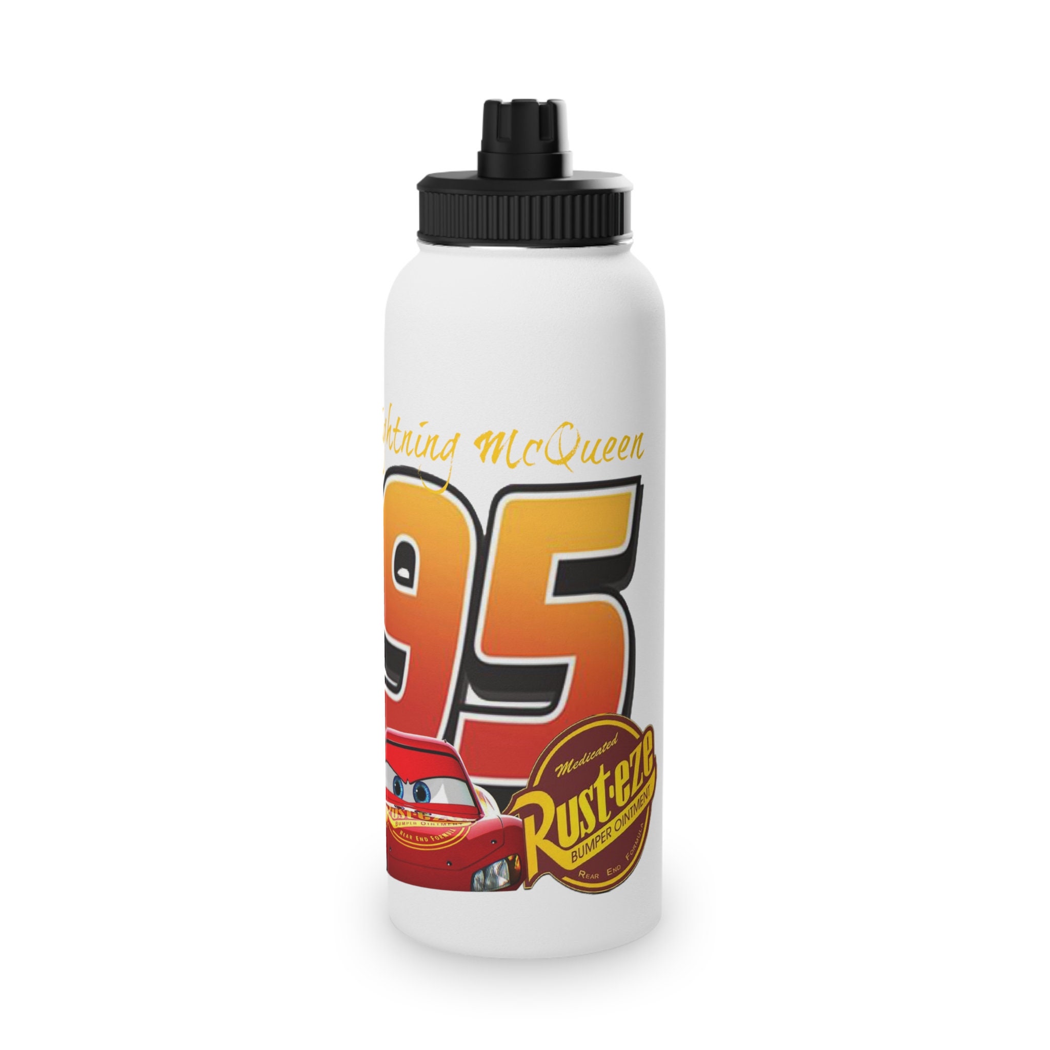 Cars Movie Lightning Mcqueen Stainless Steel Water Bottle With Sports ...