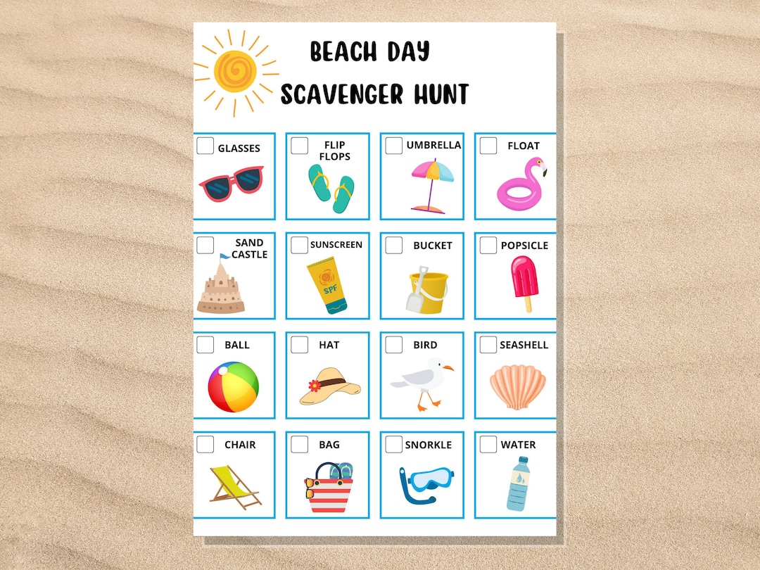 Scavenger Hunt for Kids Printable Beach Day Scavenger Hunt - Etsy Ireland