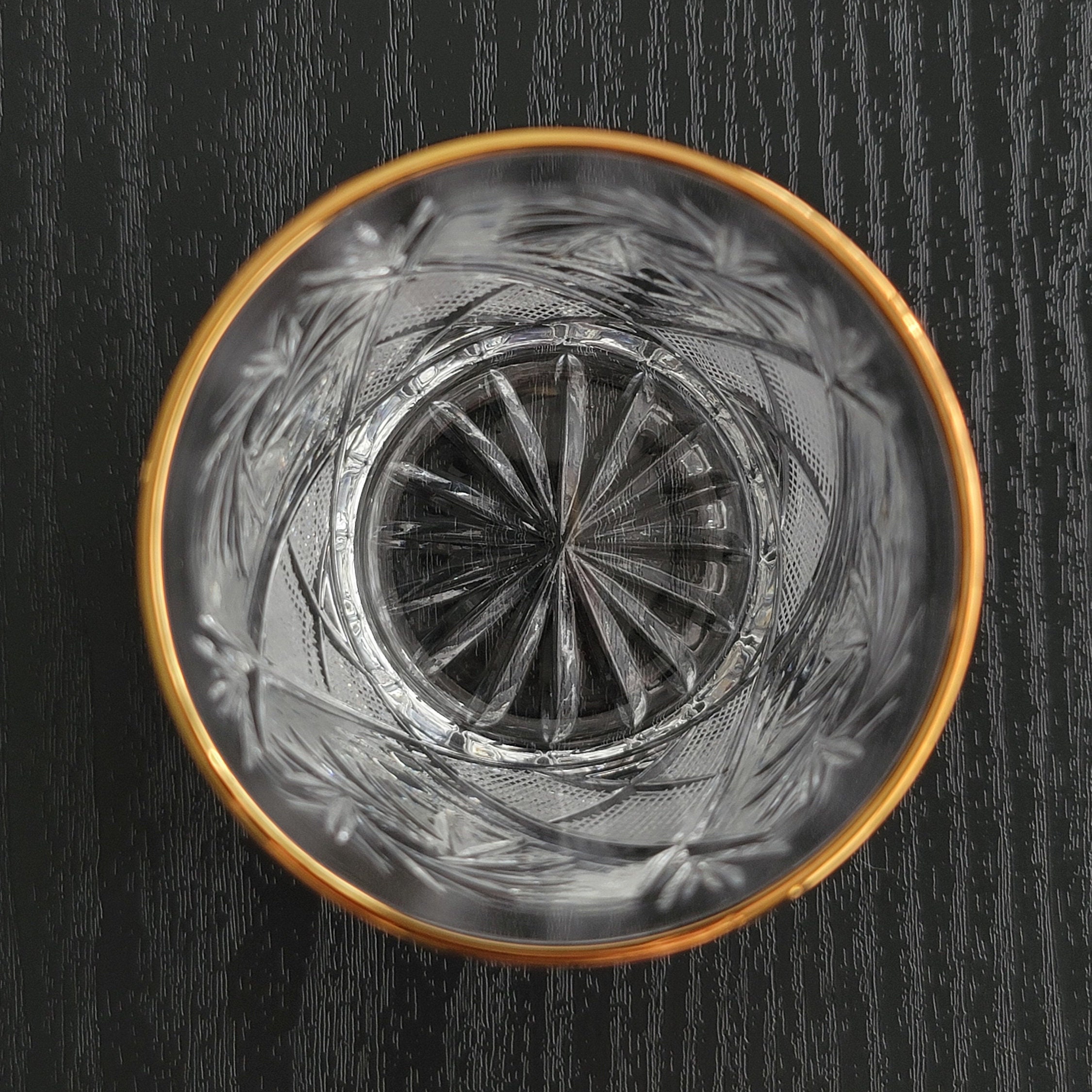 8.5oz Hand Cut Crystal Glass With Gold Rim Suitable for Hot/cold ...