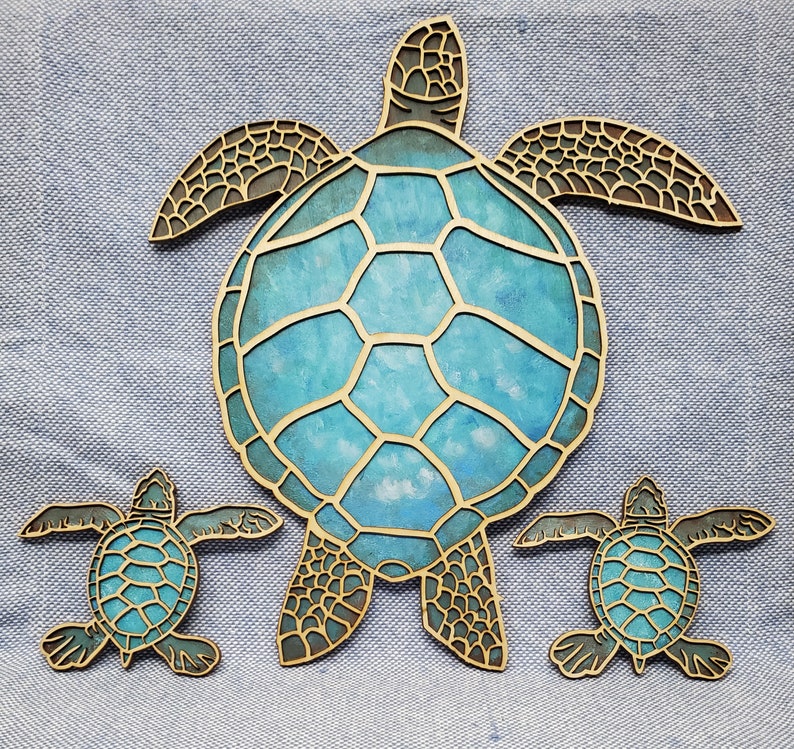 Sea Turtles Wall Hanging, Sea Turtle Family, Baby Turtle Wall Display ...