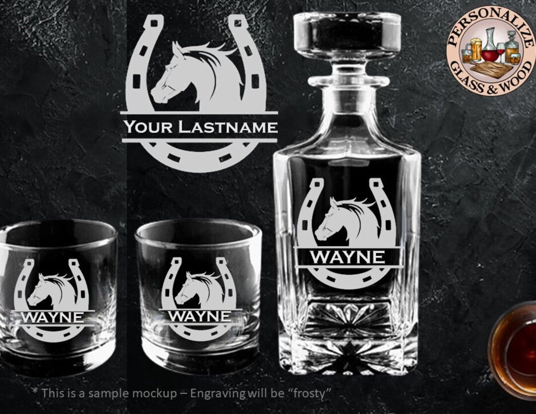 Horseshoe Monogram Whiskey Decanter Set, Personalized Western Decanter ...