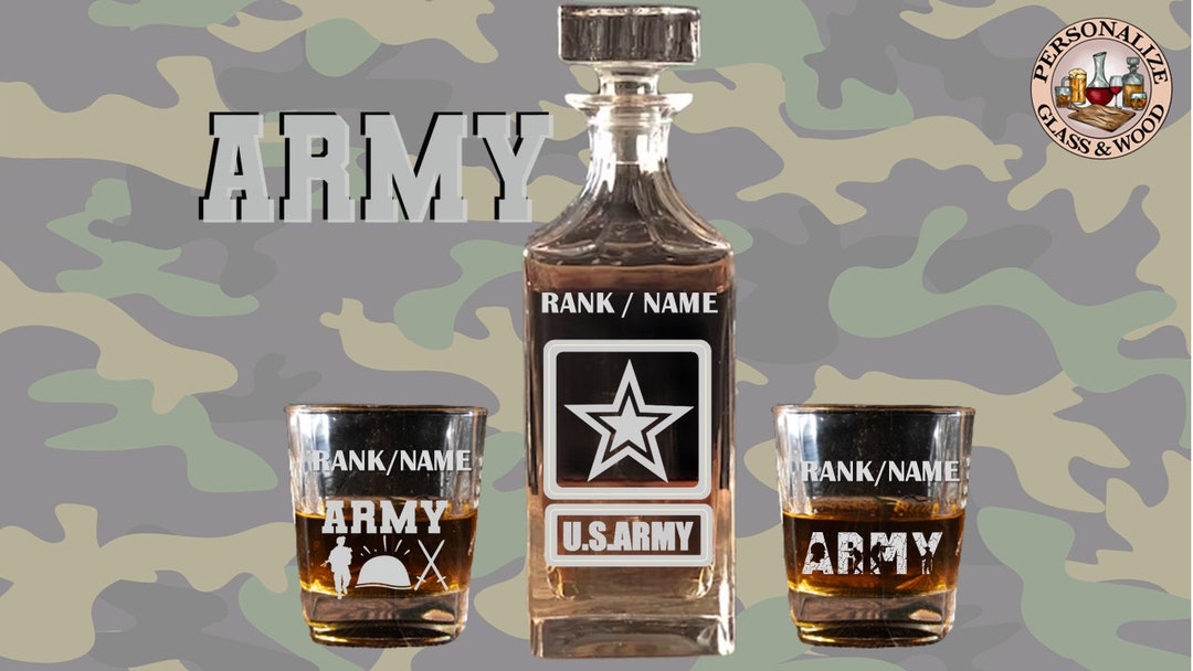 ARMY Engraved Whiskey Decanter, Glass Decanter With Stopper ...