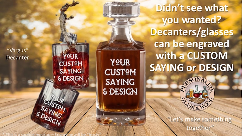 Livestock Brand or Ranch Logo Decanter Set Engraved Personalized Liquor ...